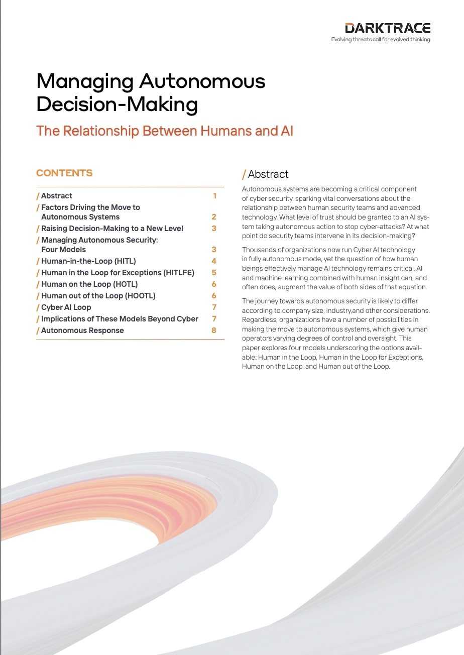 Managing Autonomous Decision Making | White Paper | Resources | Darktrace